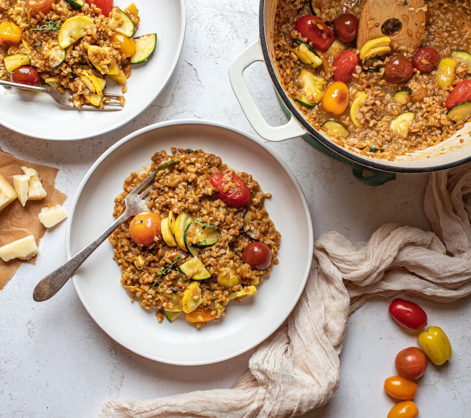 Summer Vegetable Einkorn Risotto - Bluebird Grain Farms
